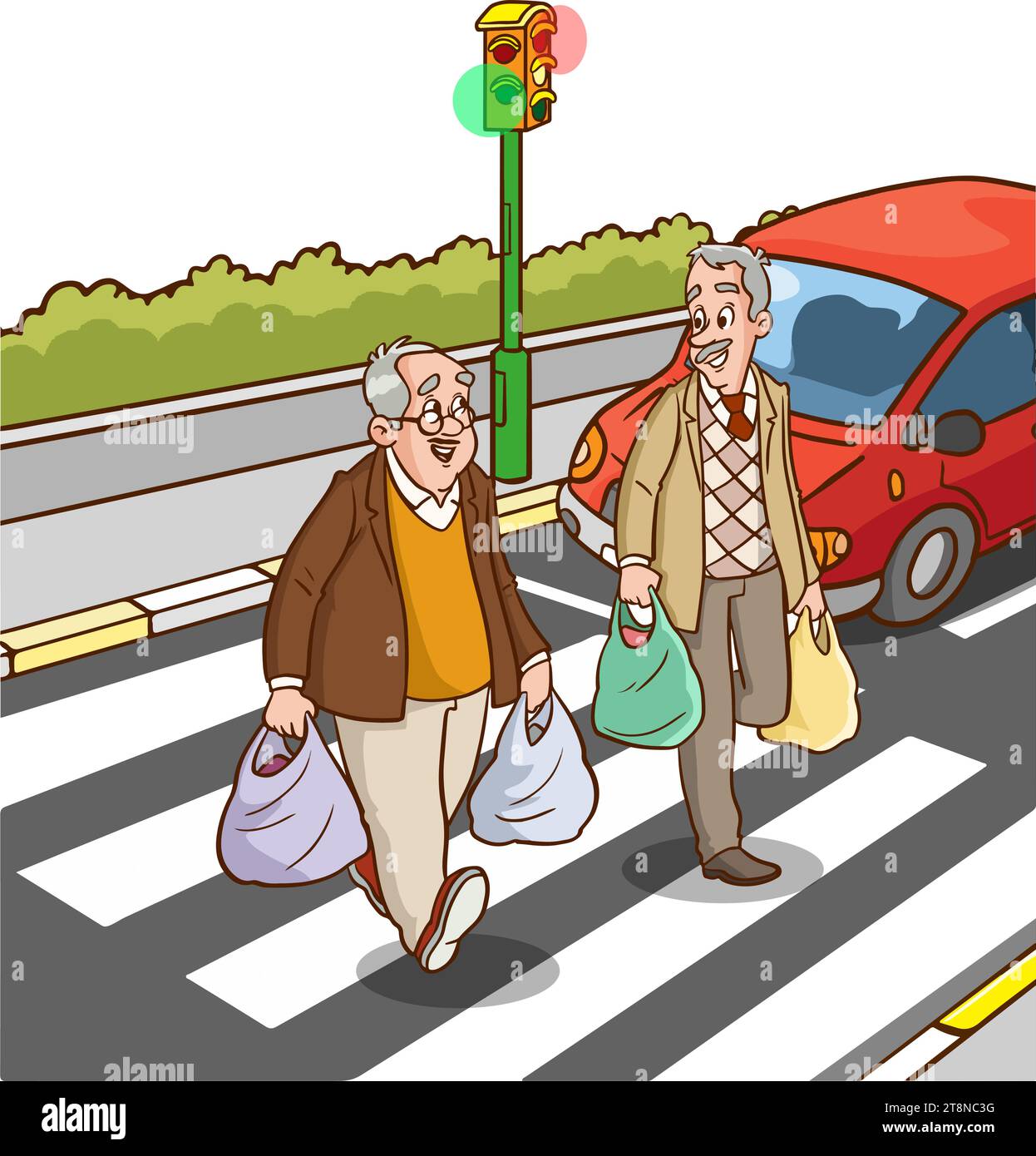 People on street. Pedestrian crossing road on crosswalk with street ...