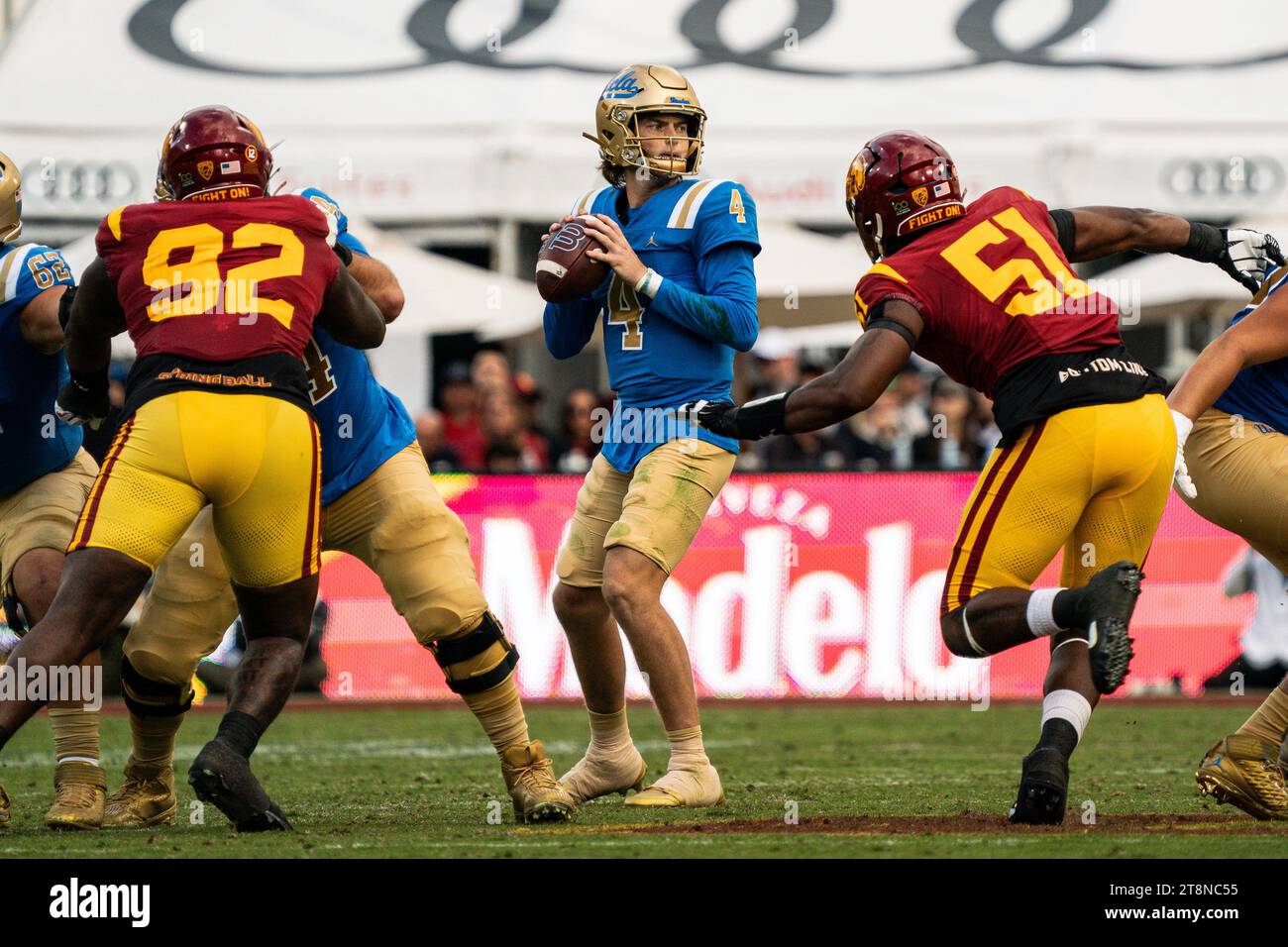 UCLA Bruins quarterback Ethan Garbers (4) throws during a NCAA football ...