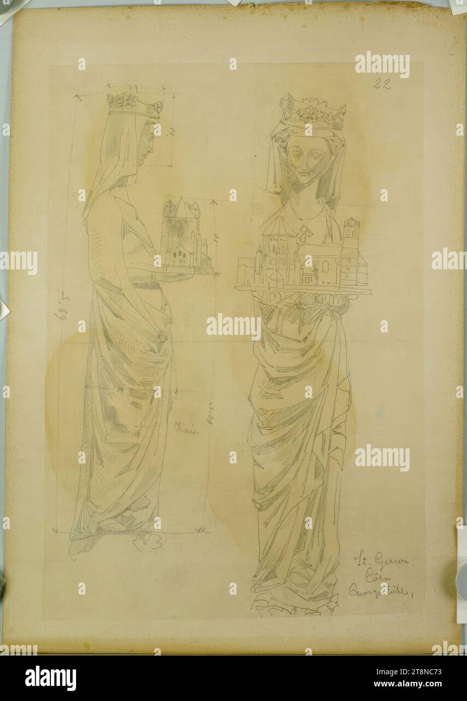 Cologne, St. Gereon, details of the choir stalls, front and side view ...