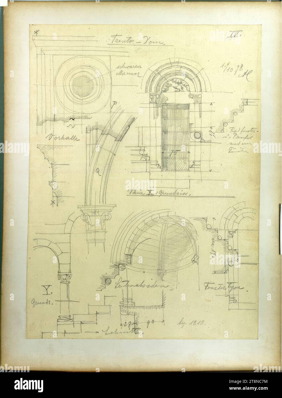 Architectural survey, Trento, cathedral, detailed studies, ground plan ...