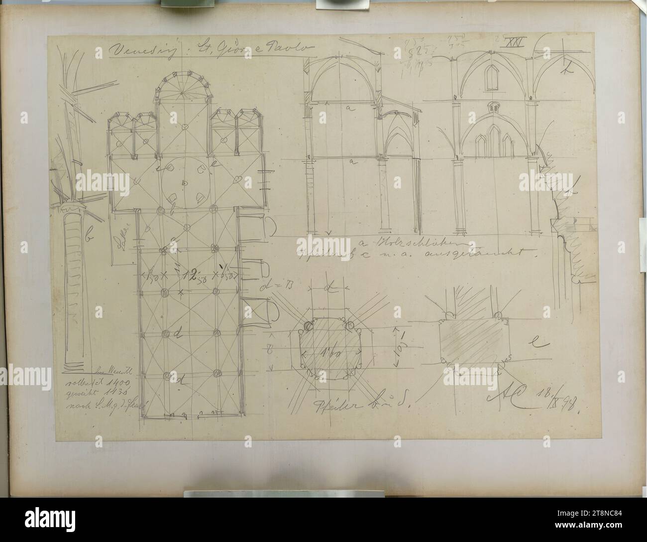 Architectural survey, Venice, SS. Giovanni e Paolo, ground plan, cross ...