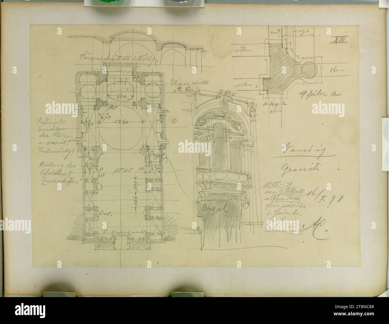 Architectural survey, Venice, Jesuit church, ground plan, elevation ...