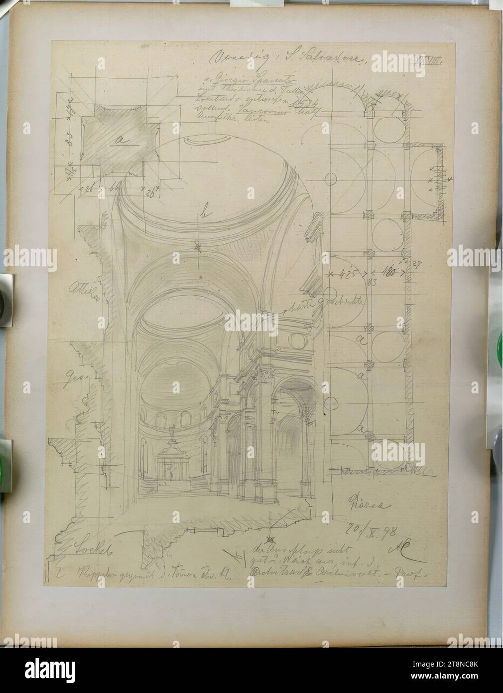 Architectural survey, Venice, S. Salvatore, ground plan, perspective ...