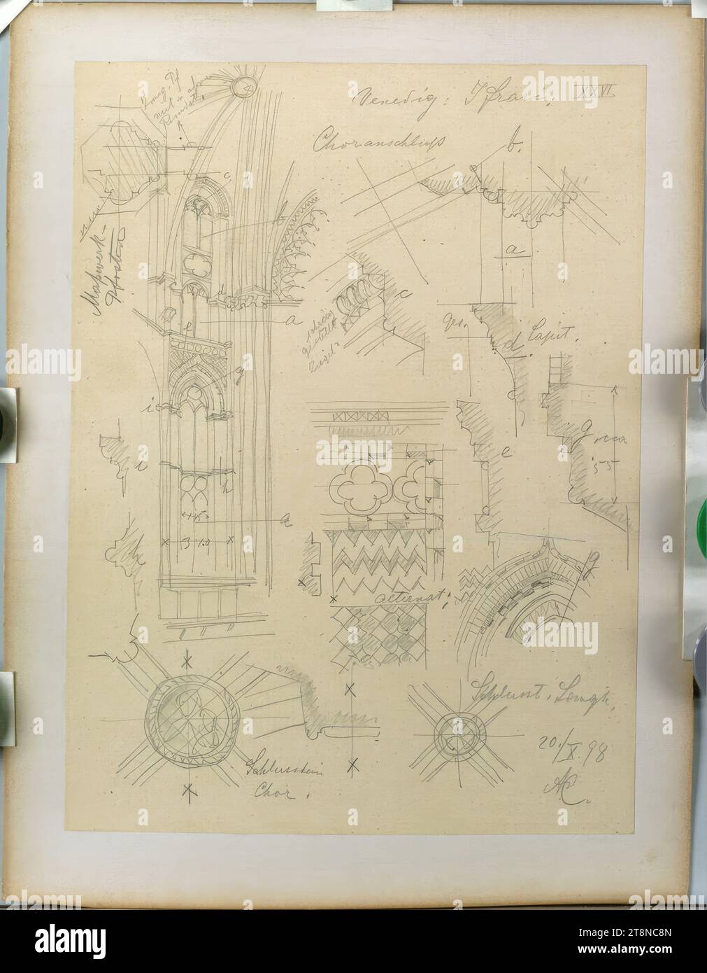 Architectural survey, Venice, Frari Church, details, elevation, section ...