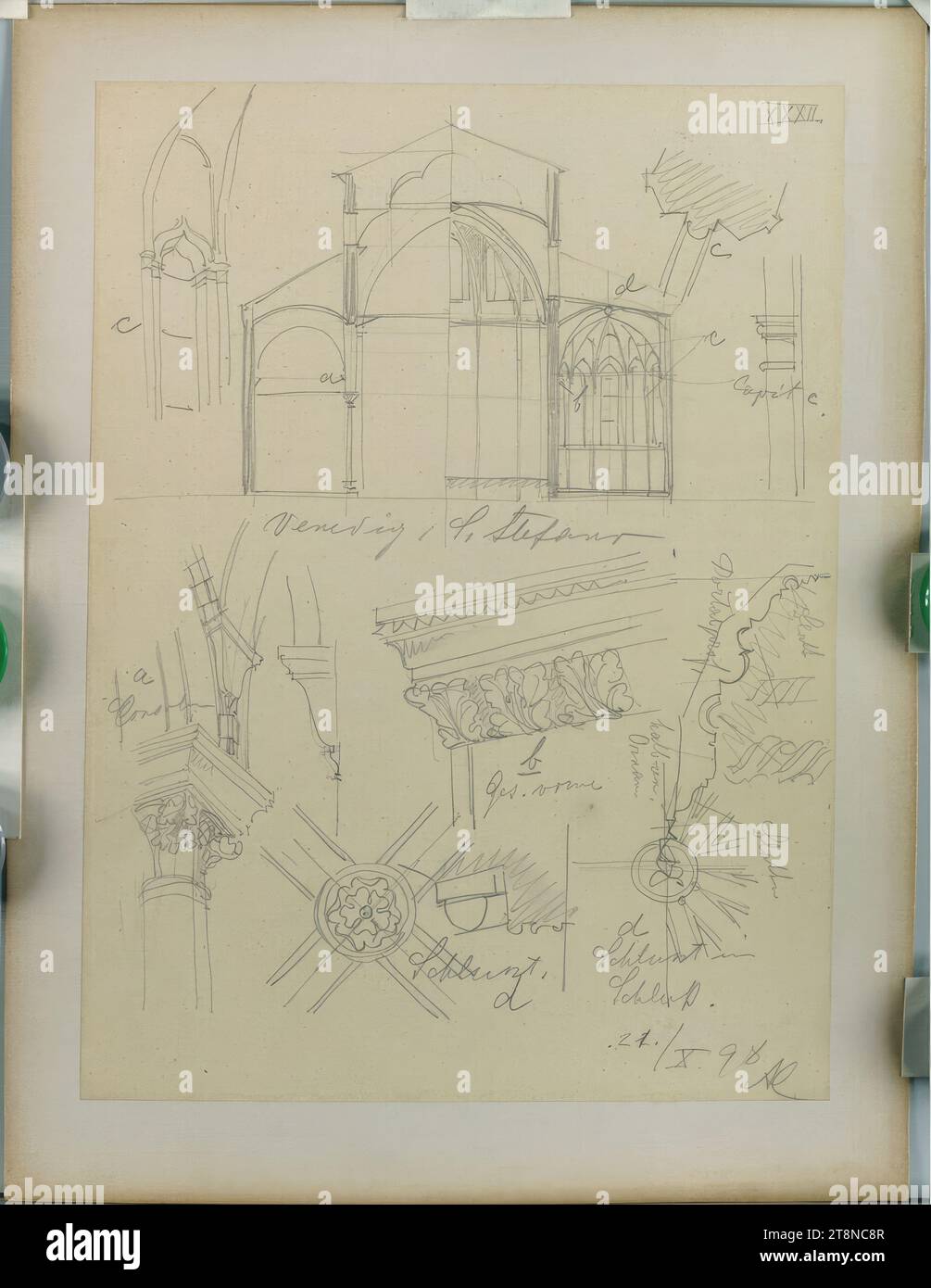 Architectural Survey Venice S Stefano Cross Section Detailed Perspectives And Floor Plan
