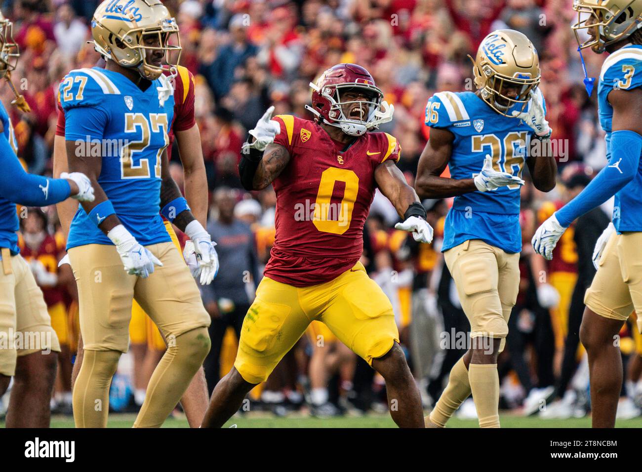 USC Trojans running back MarShawn Lloyd (0) celebrates during a NCAA ...