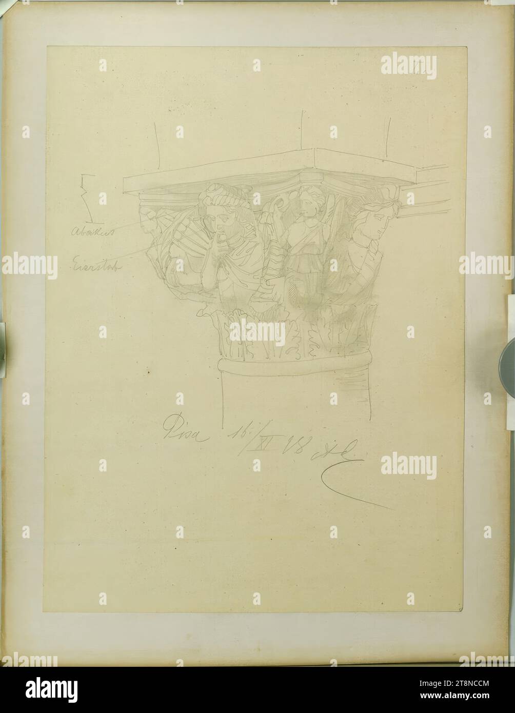 Architectural survey, Pisa, figurative capital, perspective, 1898 ...
