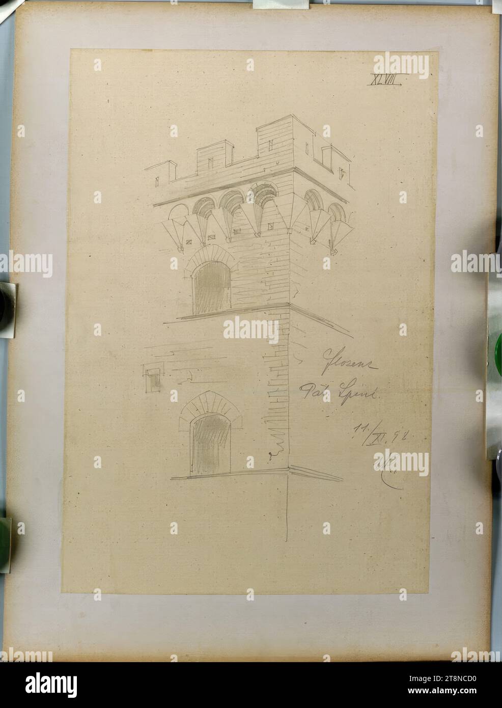 Architectural survey, Florence, Palazzo Spini, perspective, 1898 ...