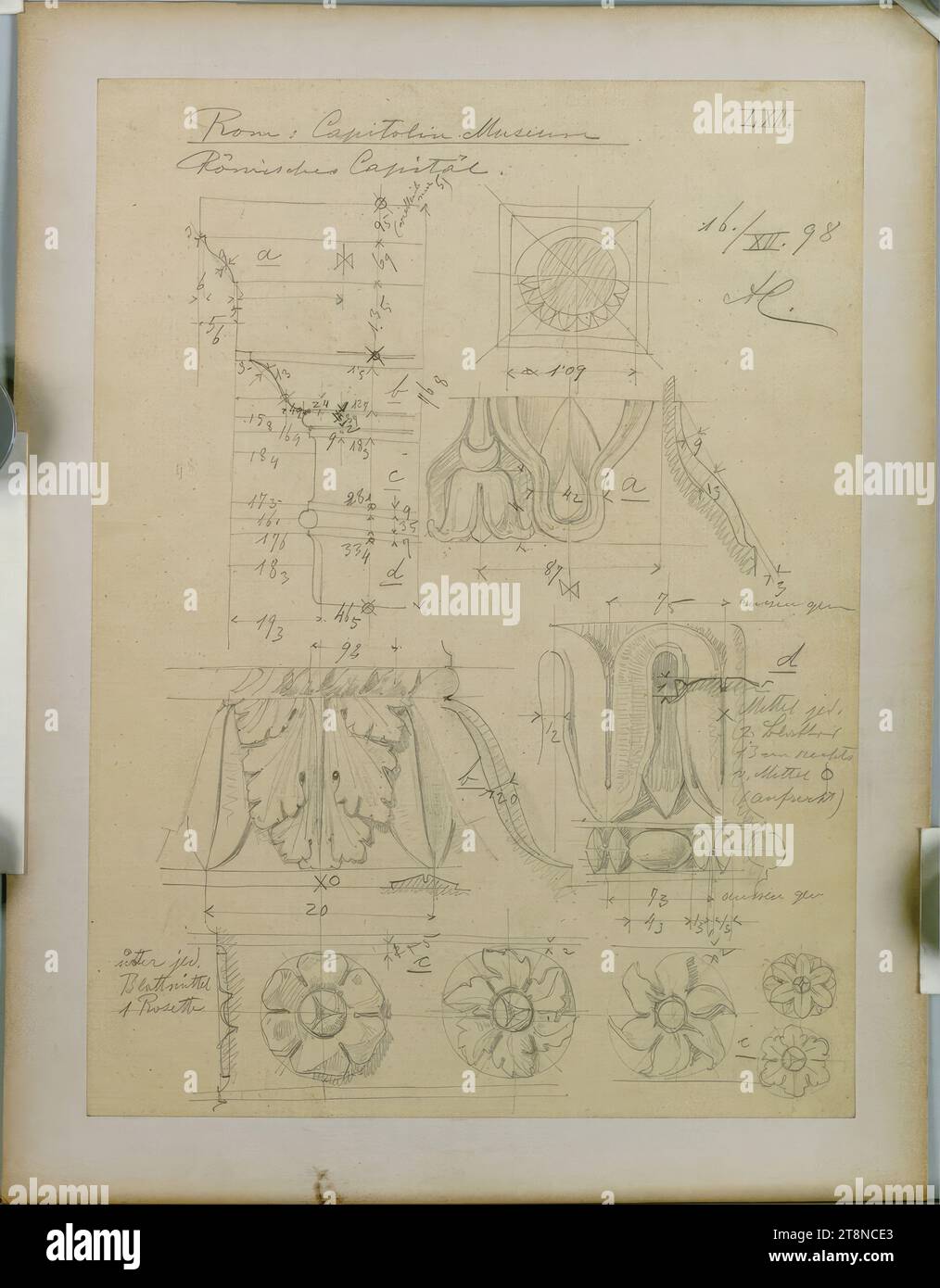 Rome, Capitoline Museum, Architectural Details, Elevation, Section ...