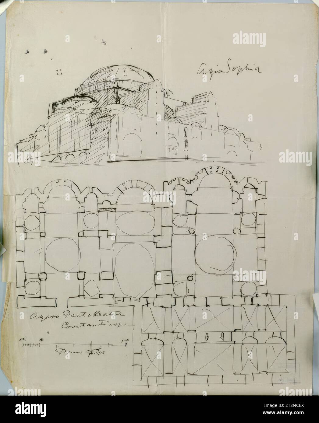 Constantinople, Hagia Sophia, Perspective and Hagios Pantocrator, Floor ...