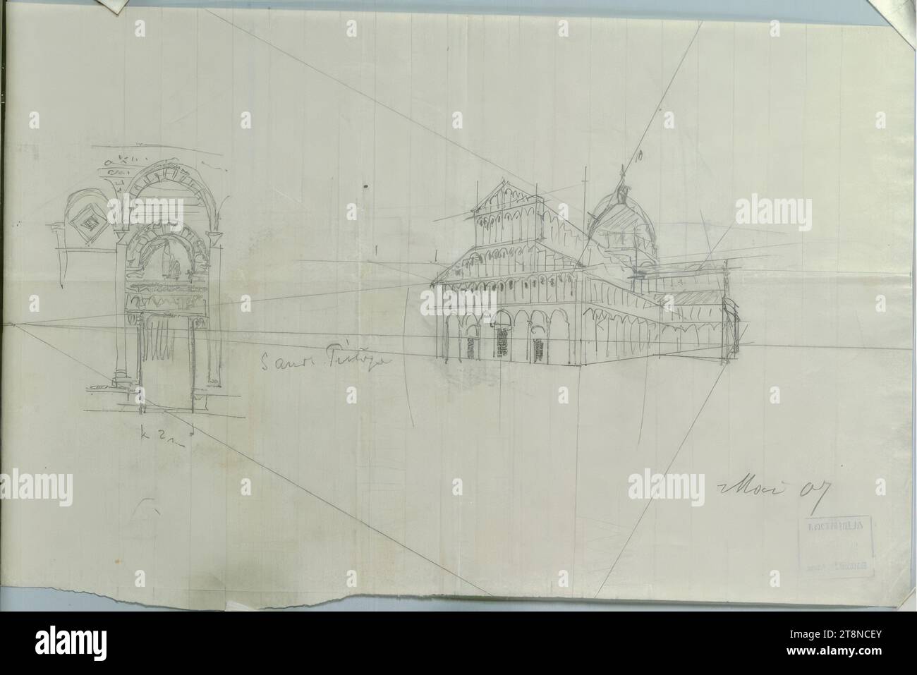 Pisa, Cathedral, perspective, Pistoia, S. Andrea, detailed elevation ...
