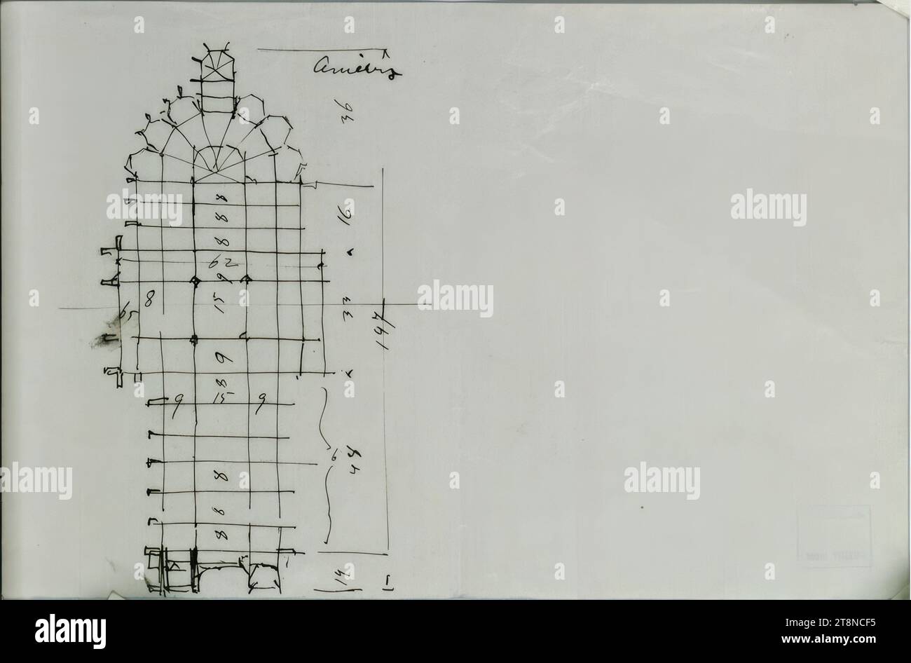 Amiens, Cathedral, Floor Plan, Architectural Drawing, Paper, medium ...