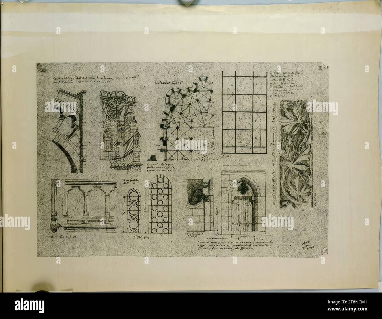 Chartres, Cathedral, buttresses, choir section, stained glass windows ...