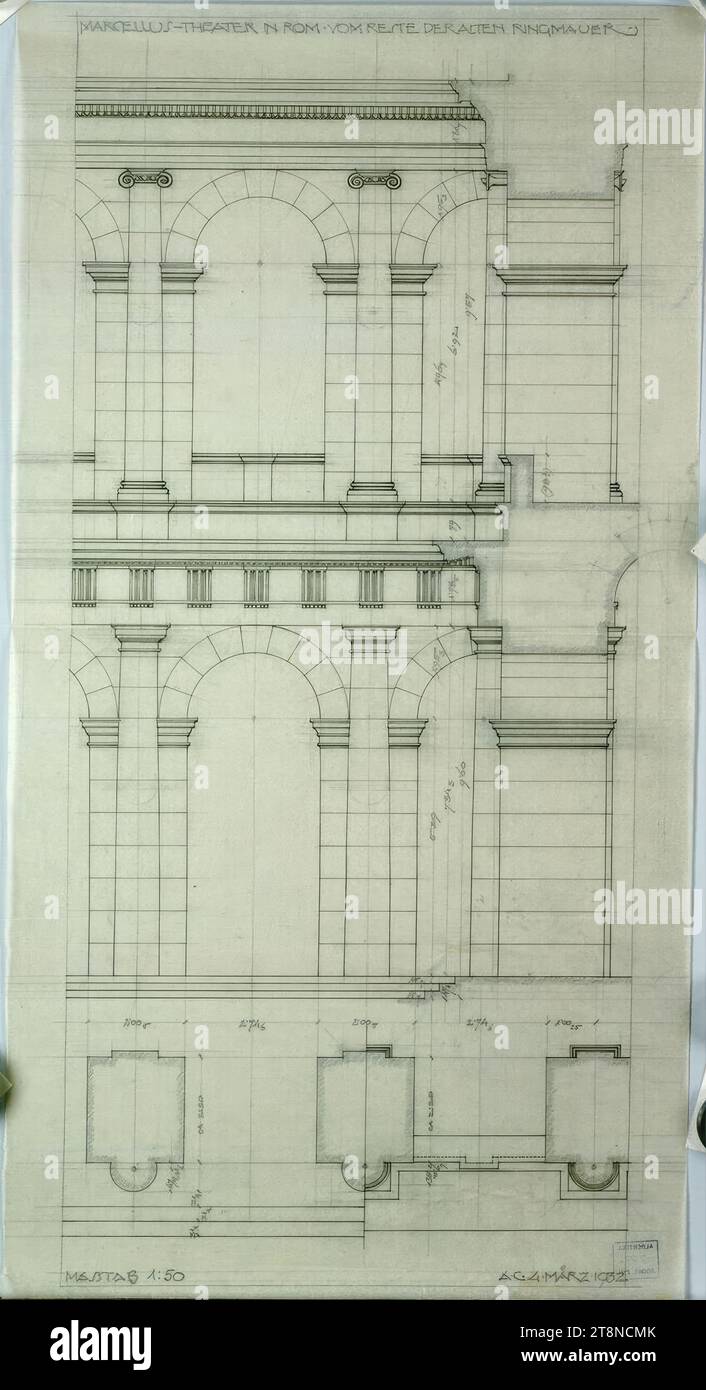 Rome, Marcellus Theater, exterior facade, floor plan, elevation ...