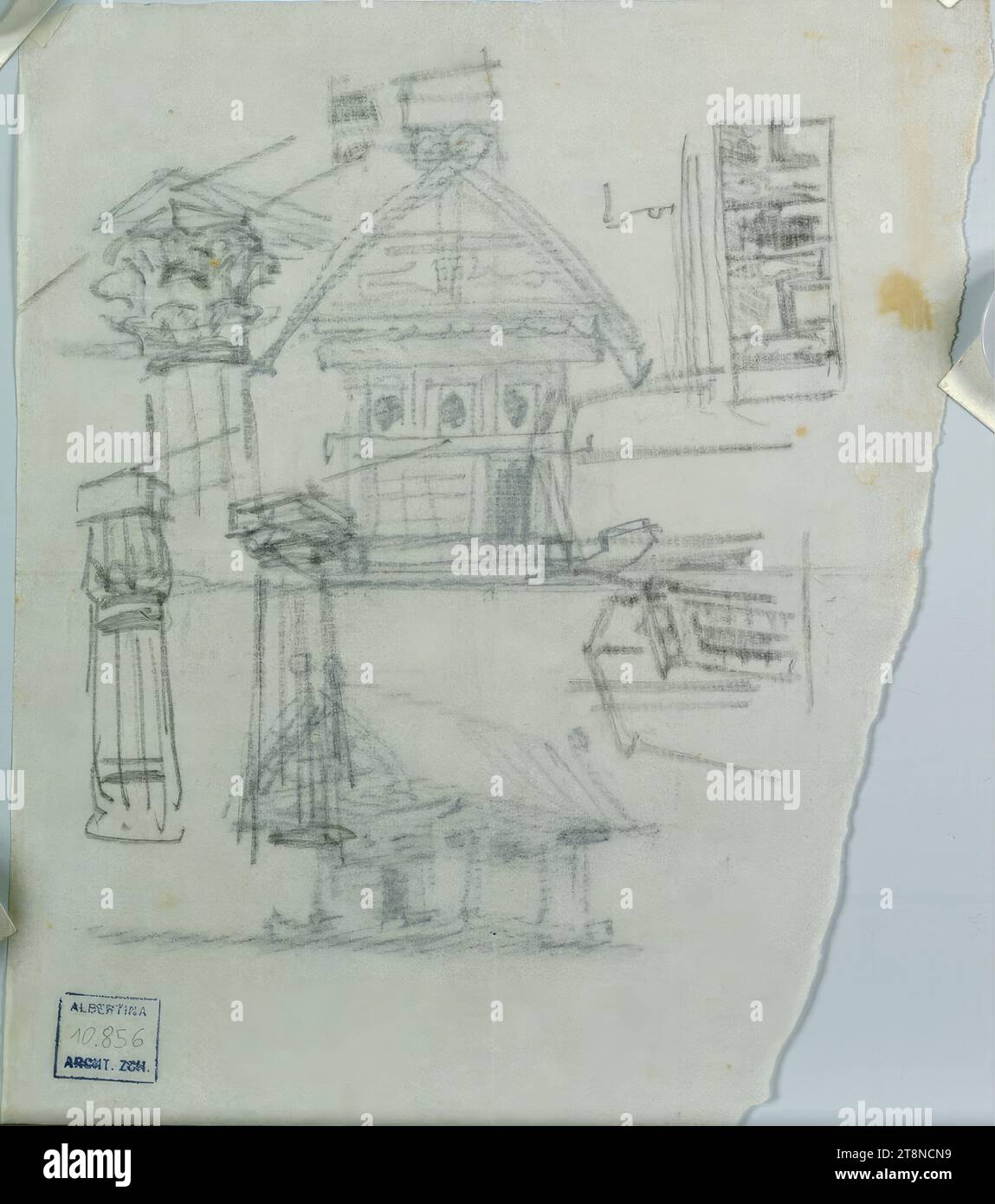 Egyptian architecture, elevation, perspective, Alfred Castelliz (Celje ...