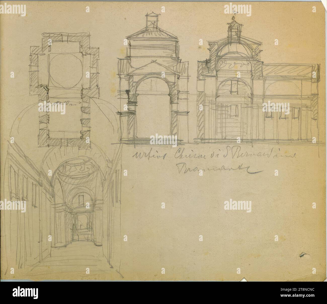 Urbino, S. Bernardino, plan, cross section, longitudinal section ...