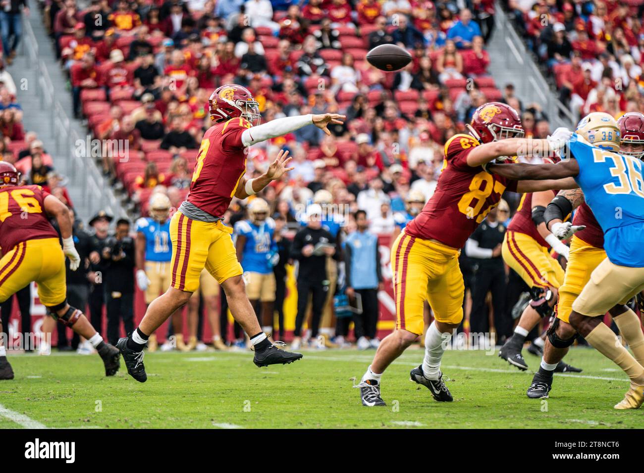 USC Trojans quarterback Caleb Williams (13) throws a pass during a NCAA ...