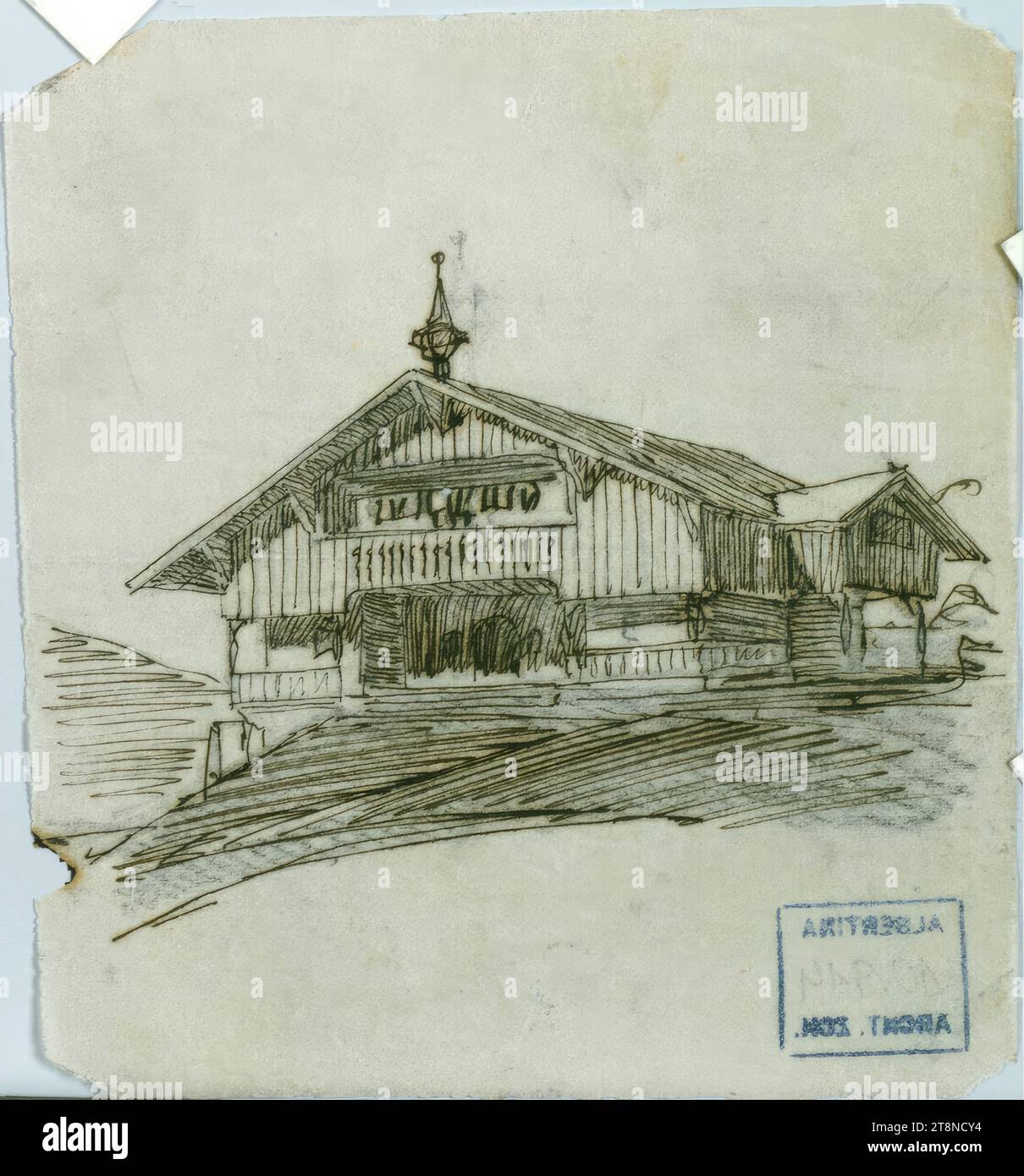 Architectural survey, studies of a Tyrolean house, perspective ...
