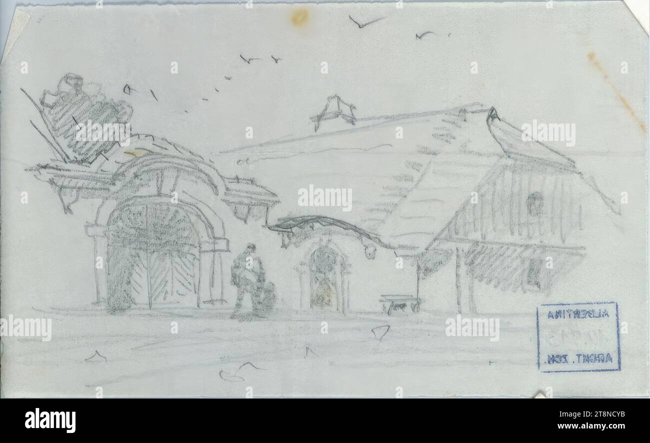 Architectural survey, studies of a farm, perspective, architectural ...