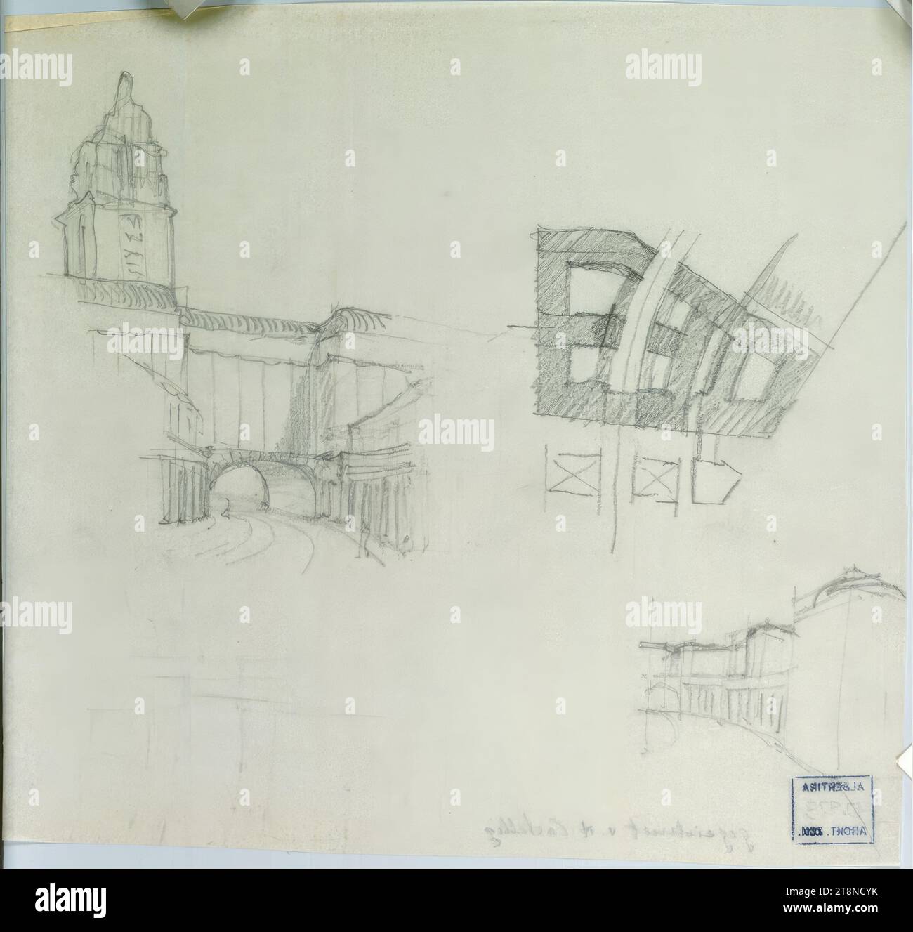 Studies on the development of the Freihaus grounds, draft of a building ...