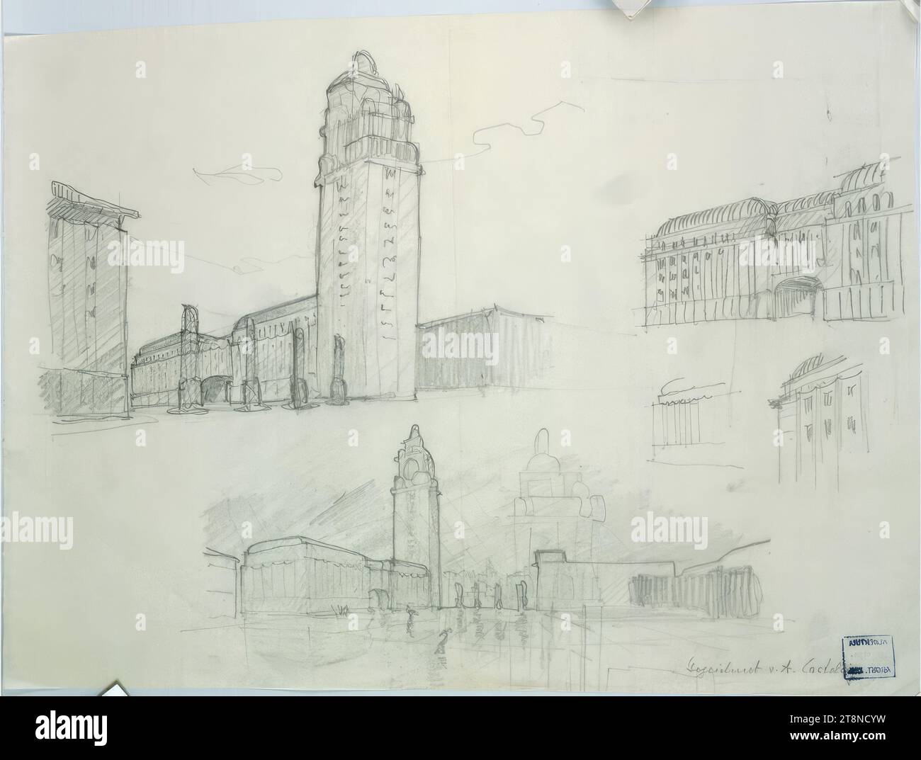 Studies on the development of the Freihaus grounds, draft of a building ...