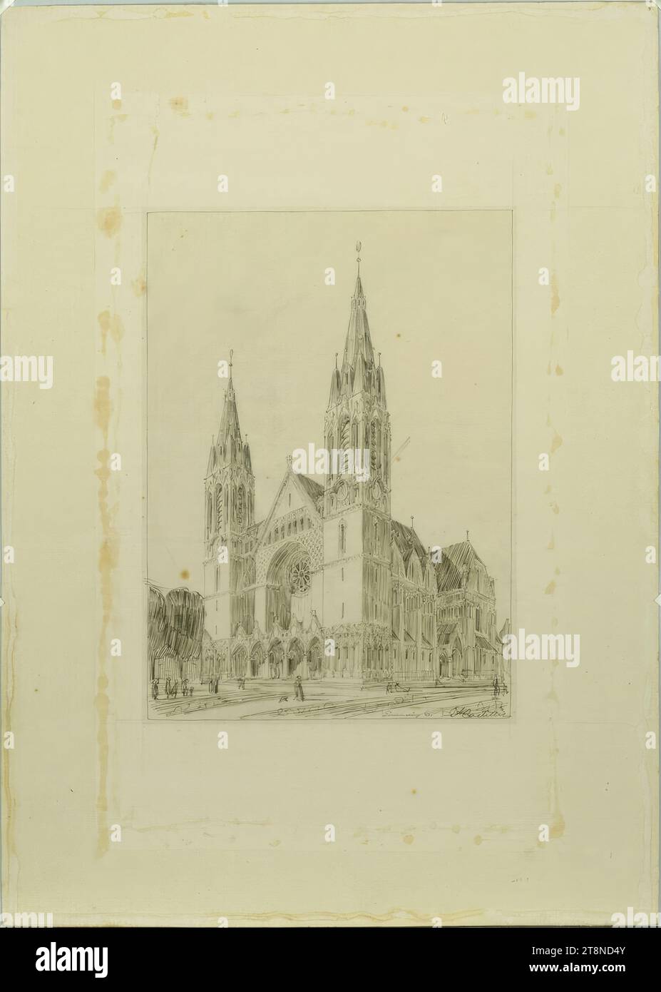 Vienna-Simmering, parish church design, perspective, Alfred Castelliz ...