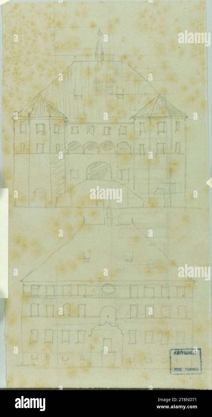 Arnoldstein, elementary school, design sketch for facade elevations ... Arnoldstein, elementary school, design sketch for facade elevations ...