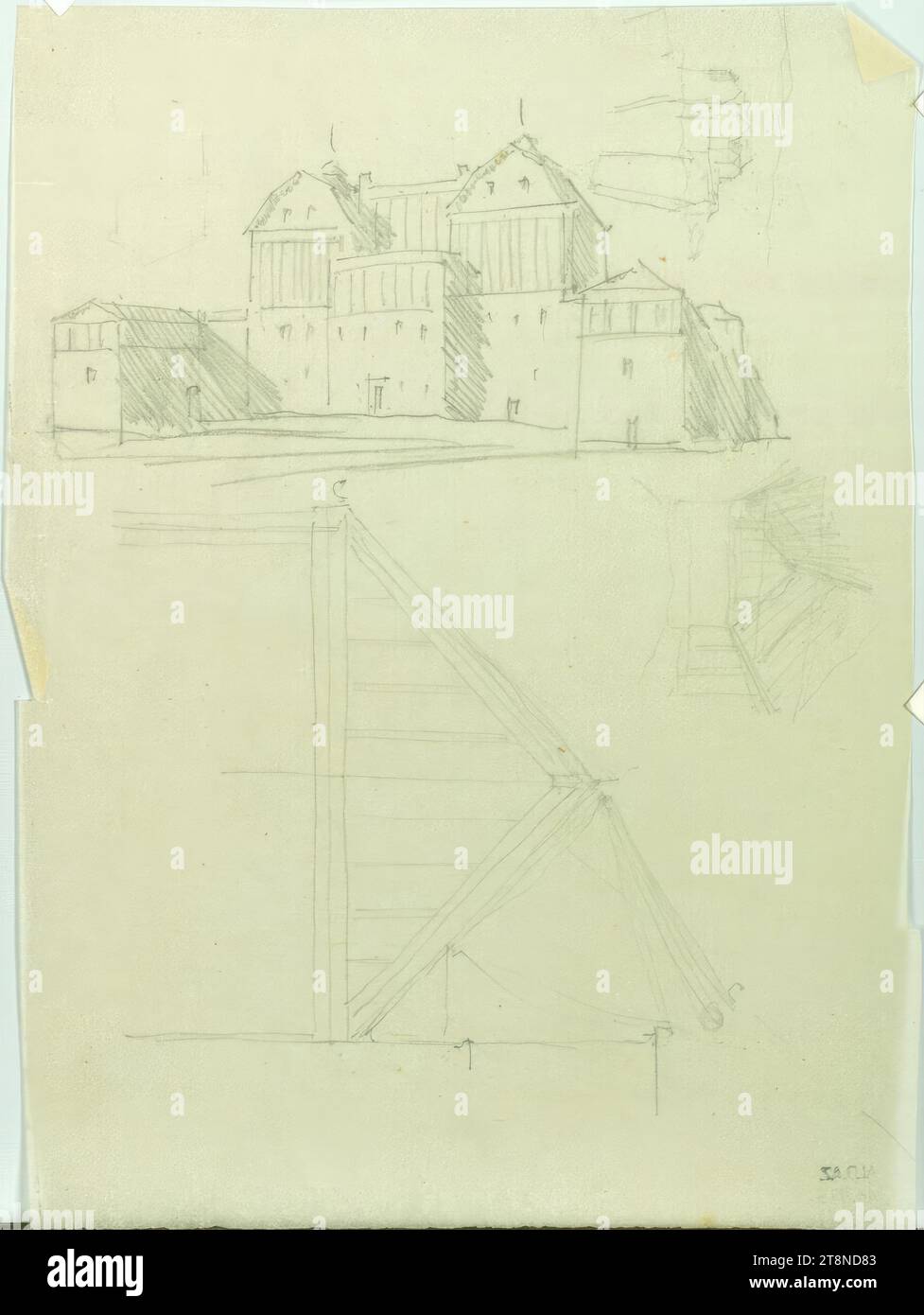 Bad Groß Ullersdorf (North Moravia), Thesstal sanatorium, sketches ...