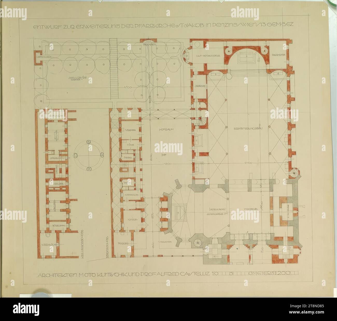 Vienna-Penzing, extension of the parish church of St. James, floor plan ...