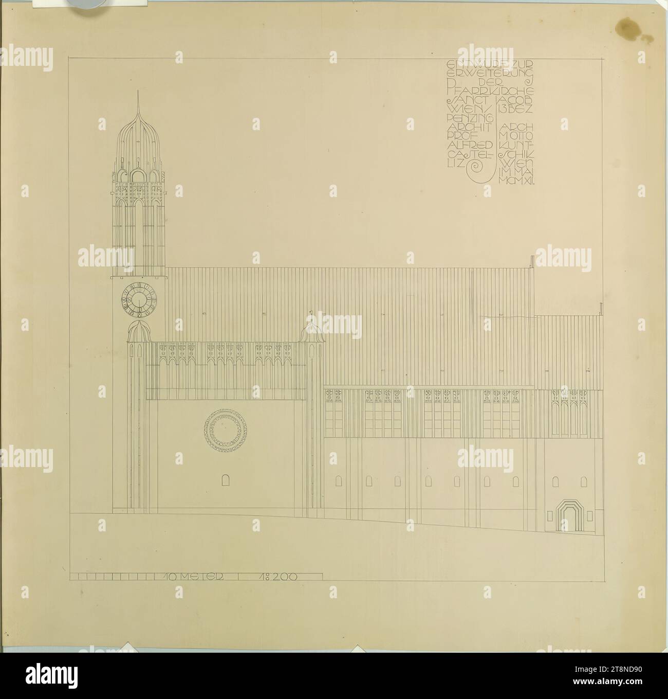 Vienna-Penzing, extension of the parish church of St. Jakob, side view ...