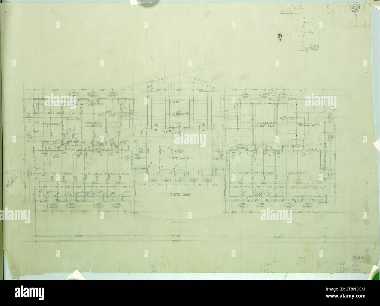 Bad Groß Ullersdorf (North Moravia), Thesstal sanatorium, floor plan 2nd floor, submission plan ...