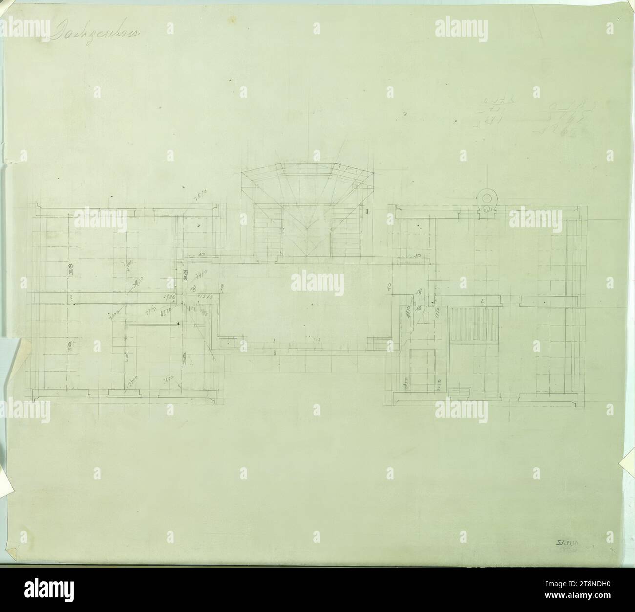 Bad Groß Ullersdorf (North Moravia), Thesstal sanatorium, floor plan of the attic, submission ...