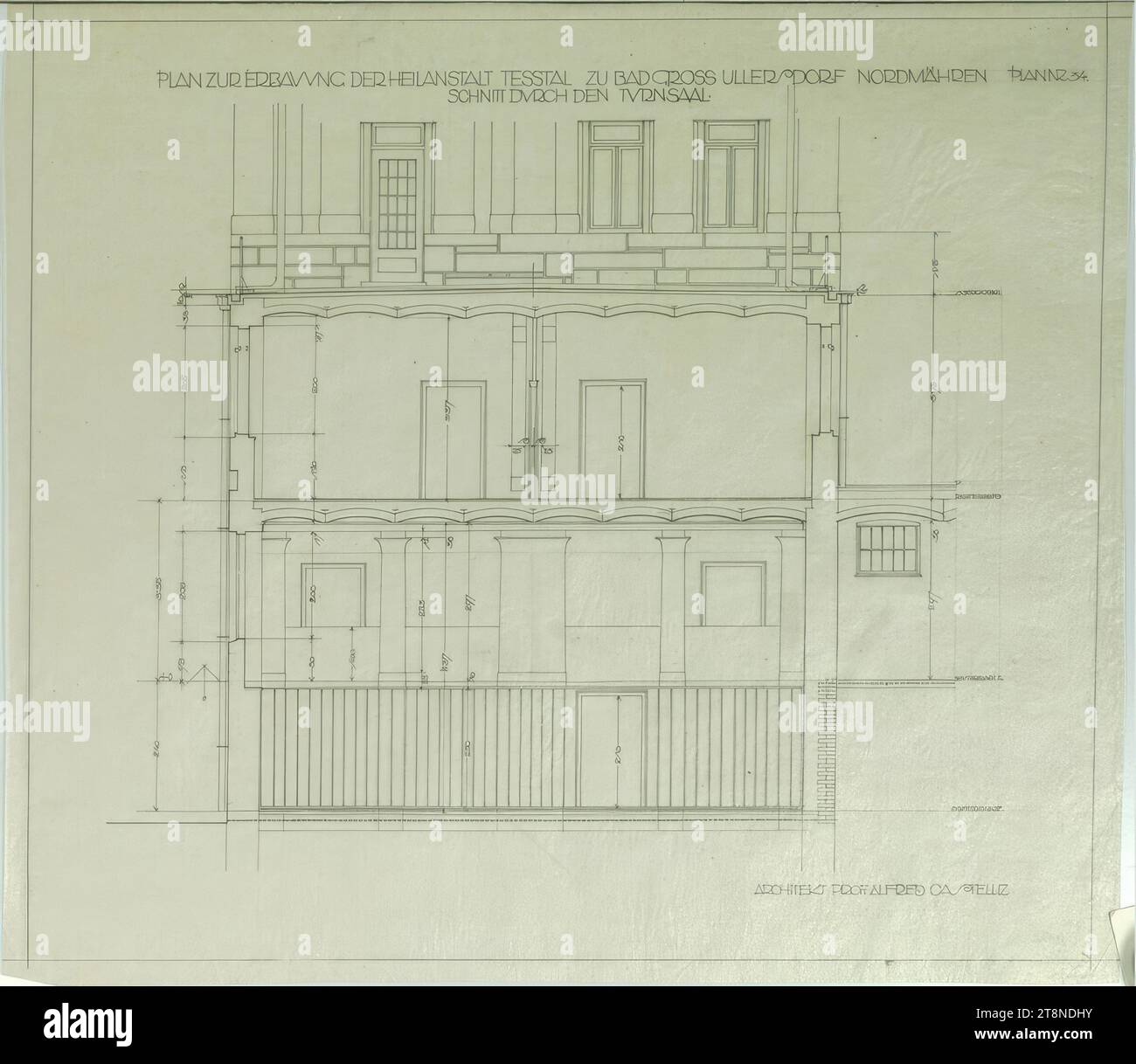 Bad Groß Ullersdorf (North Moravia), Thesstal sanatorium, gymnasium, cut, Alfred Castelliz ...
