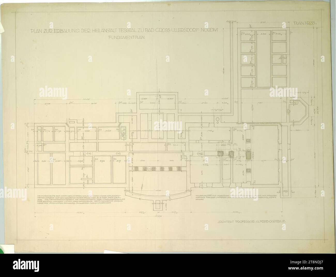 Bad Groß Ullersdorf (North Moravia), Thesstal sanatorium, foundation plan, ground plan, Alfred ...