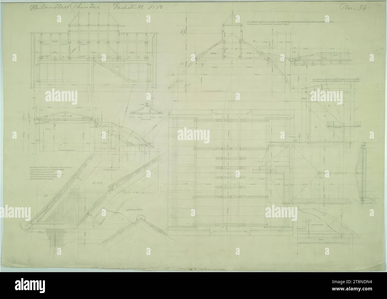 Bad Groß Ullersdorf (North Moravia), Thesstal sanatorium, roof structure, Alfred Castelliz ...