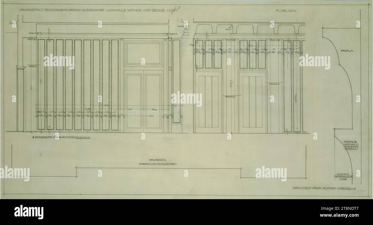 Bad Groß Ullersdorf (North Moravia), Thesstal sanatorium, vestibule, sections, details, Alfred ...