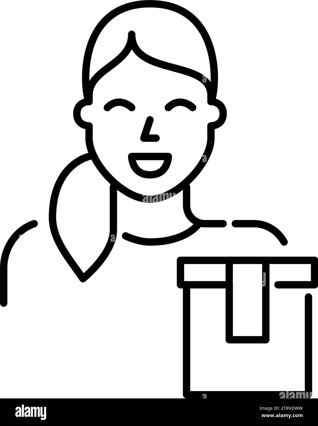 Fast food chain worker with take away paper bag. Pixel perfect ...