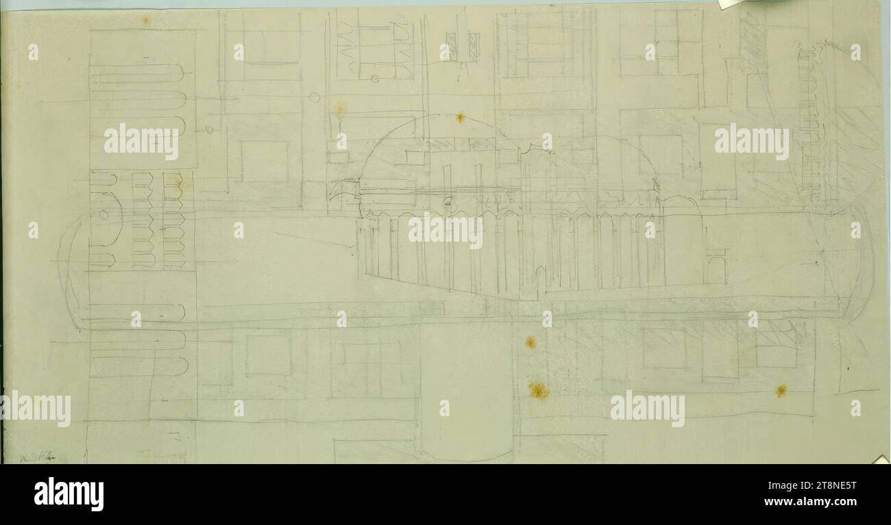 Dornach, Goetheanum, design sketches for facades and the central cupola ...