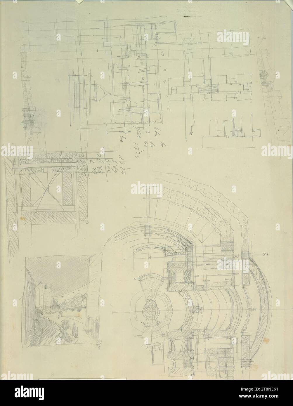 Dornach, Goetheanum, draft sketches for the general plan, partial floor ...