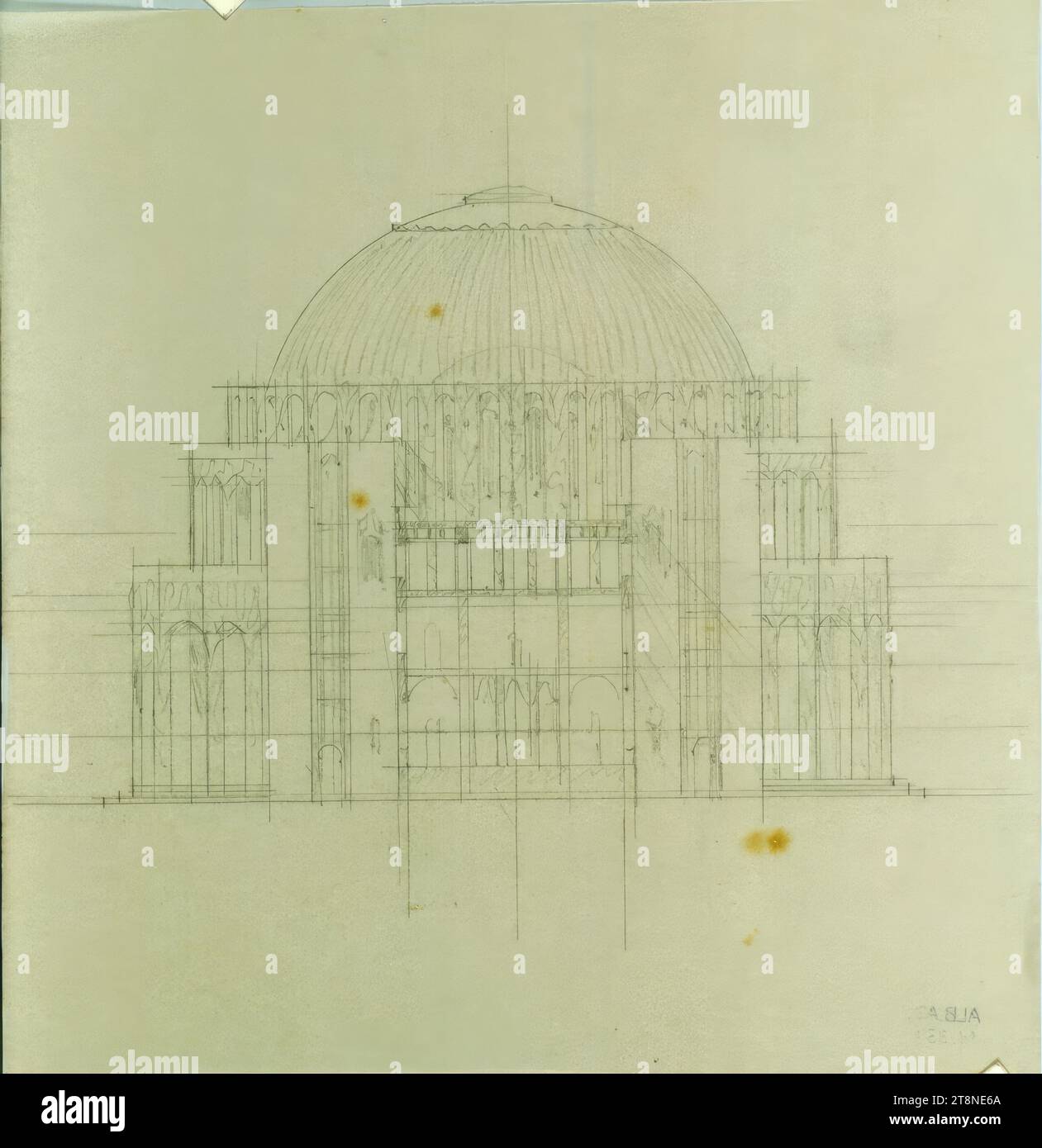 Dornach, Goetheanum, dome building, variant IV, elevation, Alfred ...