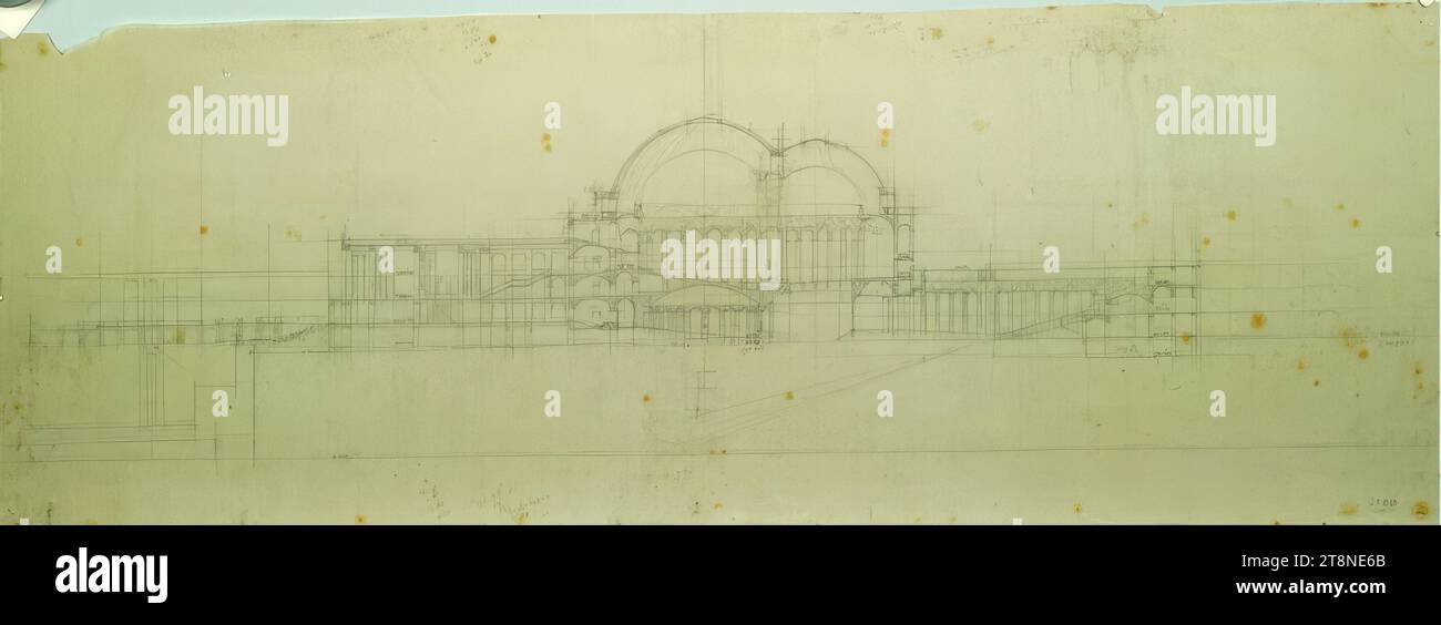 Dornach, Goetheanum, longitudinal section through the area around the ...