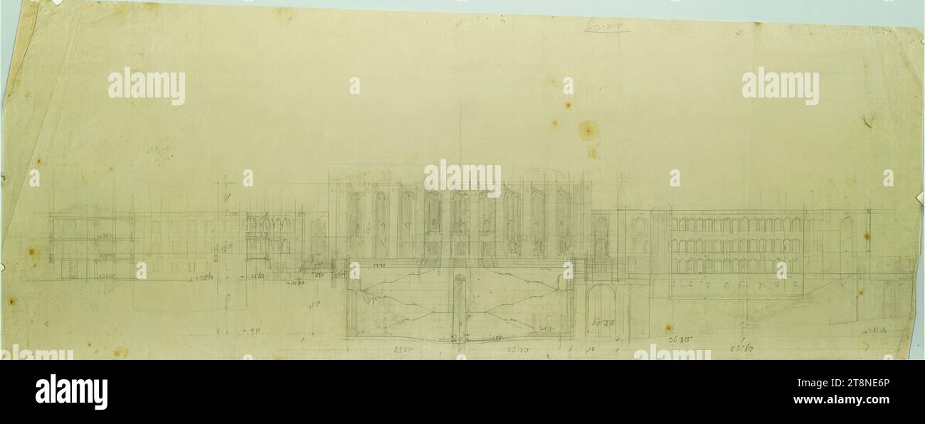 Dornach, Goetheanum, dome building, variant I, elevation with section ...