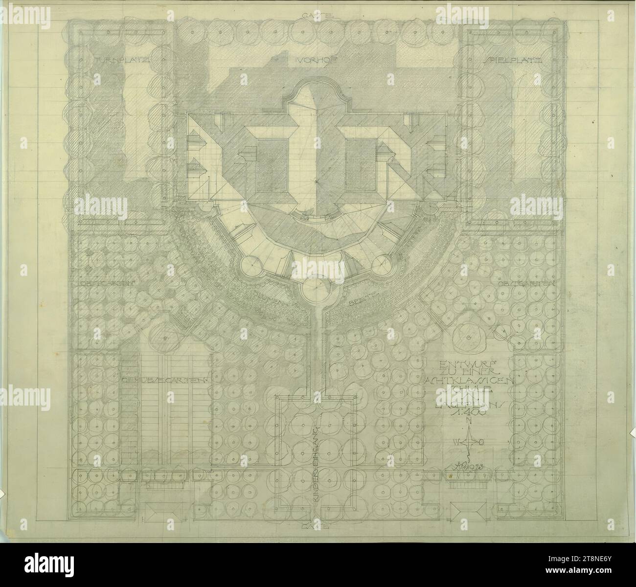 Draft for an 8-class school, situation plan, Alfred Castelliz (Celje ...