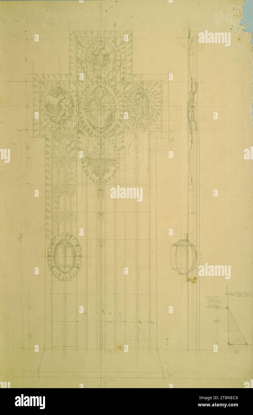 Grave cross for Primarius Dr. Franz Schnopfhagen, design, outline and ...