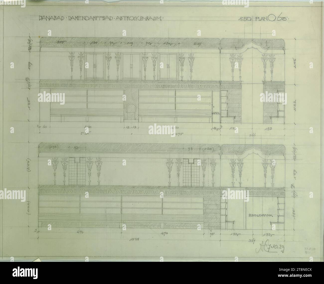 Vienna-Leopoldstadt, Dianabad, women's steam bath, drying room, wall development, Alfred ...
