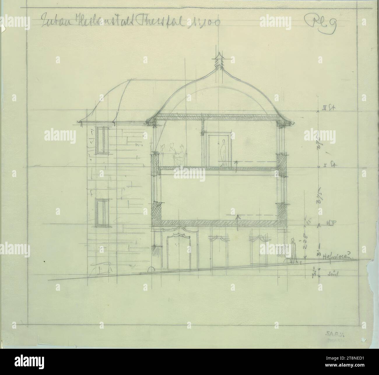Bad Groß-Ullersdorf, Thesstal sanatorium, construction and extension to the bathing wing, sketch ...
