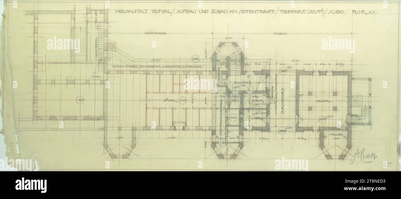 Bad Groß-Ullersdorf, Thesstal sanatorium, construction and extension to the bathing wing, ground ...