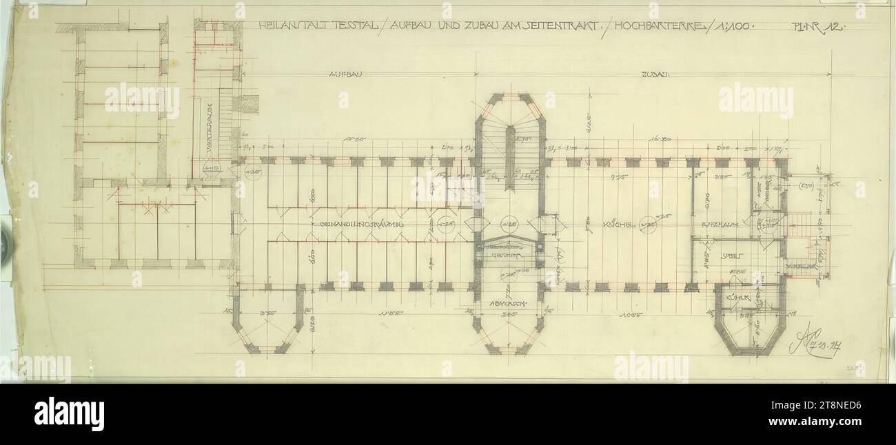 Bad Groß-Ullersdorf, Thesstal sanatorium, construction and extension to the bathing wing ...