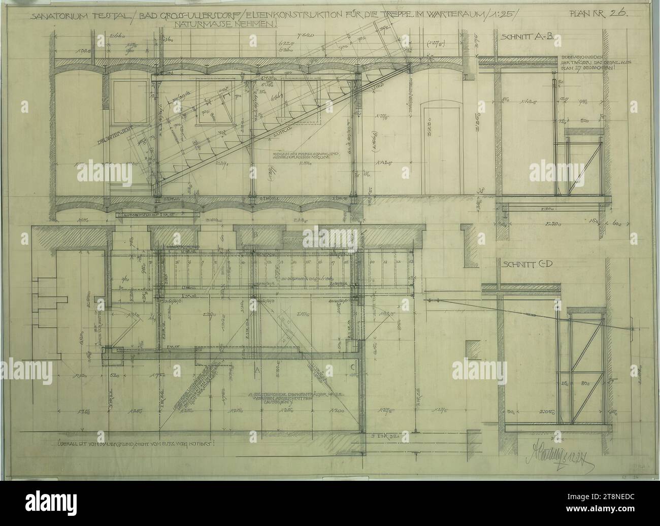 Bad Groß-Ullersdorf, Thesstal sanatorium, construction and extension to the bathing wing ...