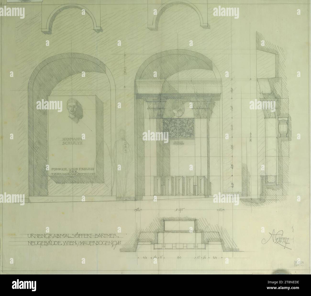Vienna-Simmering, new building, urn grave Süffert-Bartmer, ground plan ...
